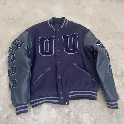 China Manufacturer Custom Chenille Embroidery logo Autumn Winter Baseball Uniform College Bomber Letterman Varsity Jacket for Men for sale