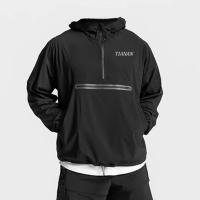 China Custom Nylon Quick Dry Outdoor Half Zipper Sweatshirt Waterproof Windproof Long Sleeve Pullover Sports Running Men'S Jackets for sale
