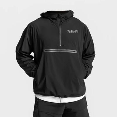 China Custom Nylon Quick Dry Outdoor Half Zipper Sweatshirt Waterproof Windproof Long Sleeve Pullover Sports Running Men'S Jackets for sale