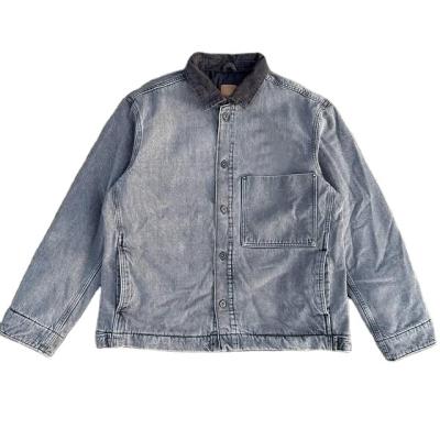 China 2025 Trending Distressed Bomber Plus Size Work Men'S Jacket Custom Varsity Racing Motorcycle Sports Denim Windbreaker Men Jacket for sale