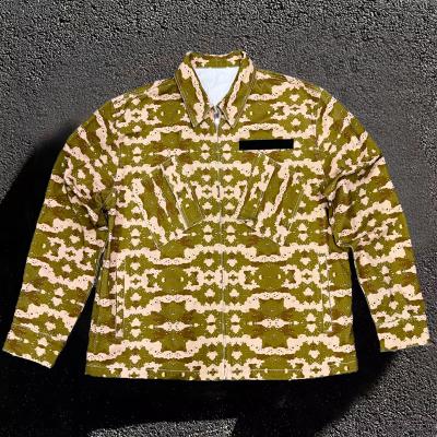China Wholesale Fashion High Quality Motorcycle Jacket for Men Manufacturer Custom Logo Zip up Men'S Oversized Camo Denim Jacket for sale