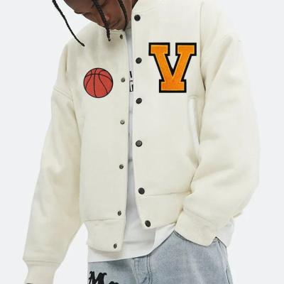 China OEM/ODM 100% Wool Rose Embroidery Fleece Varsity Bomber Letter Jacket Stand Casual Woven High Quality Custom Winter for Men for sale