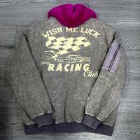 China Custom Sun Faded Men'S Winter Puffer Jackets Acid Wash Oversized Hairy Collar Zip up Embroidery Logo Varsity Jacket for Men for sale