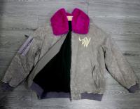 China Custom Sun Faded Men'S Winter Puffer Jackets Acid Wash Oversized Hairy Collar Zip up Embroidery Logo Varsity Jacket for Men for sale