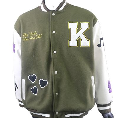 China High Quality Varsity Jacket Men Chenille Embroidery Leather Sleeves Custom Baseball Letterman Varsity Jacket for sale