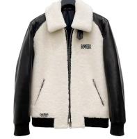 China Custom Shearling Leather Varsity Men'S Jacket Collared Sherpa Fleece Stand Casual Letterman Winter Clothes for Men for sale