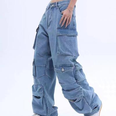 China Custom High Quality Multi-Pocket Vintage Heavyweight Men'S Stacked Pants Wholesale Fashion Jeans for Man for sale