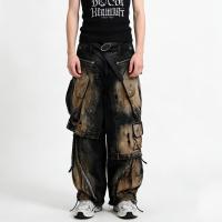China Custom Plus Size Mens Jeans Streetwear Double Waisted Heavy Mud Wash Cargo Men's Pants Quality Vintage High Waisted Baggy Autumn for sale