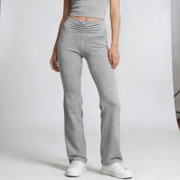 China Custom Casual Sports Soft Legging Women's Wide Leg Trouser Plain Elastic Training Cotton High Waist Flare Pants Gym Women for sale