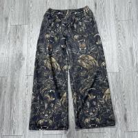 China Custom French Terry High Quality Wide Leg Men's Pants Trousers Printed Casual Sports Flare Jogging Cotton Outdoor Pants for sale