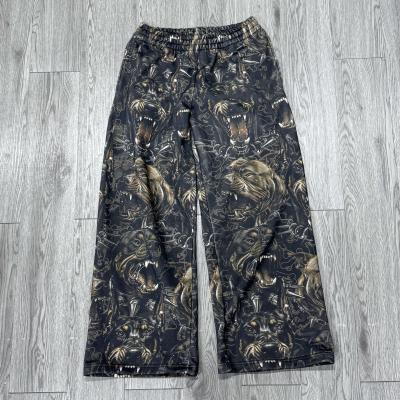 China Custom French Terry High Quality Wide Leg Men's Pants Trousers Printed Casual Sports Flare Jogging Cotton Outdoor Pants for sale