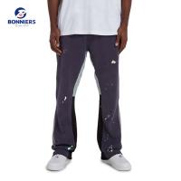 China Custom High Quality Men Jogger Sweat Pants Pant Flare Sweatpants Splatters Elastic Patchwork Graffiti Paint  Men Flare Pants for sale