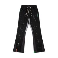 China Custom Logo New High Quality Flare Sweat Pants Men Wholesale Vintage Fashion Men'S Casual Drawstring Splash Graffiti Trousers for sale