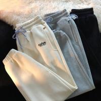 China Custom Logo Simple Style Legged Harlan Men'S Pants Jogging Winter Sports Plus Size Leisure Embroidery Warm Stacked Pants Men for sale