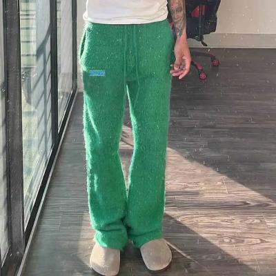China Manufacturers Wholesale Custom High Quality Mohair Flare Bottom Sweat Pants Unisex Winter Streetwear Print Flared Sweatpants Men for sale