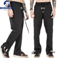China OEM Casual Sport Trousers Athletic Loose Tear Basketball Pants Side Split With Buttons Men's Sweatpants for Men for sale
