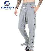 China OEM Casual Sport Trousers Athletic Loose Tear Basketball Pants Side Split With Buttons Men's Sweatpants for Men for sale