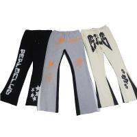 China OEM Heavy Weight Cotton French Terry Sweatpants Men Custom Paint Splatter Stacked Jogger Flare Baggy Sweat Track Pants for Men for sale