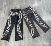 China Custom Vintage Acid Wash Camouflage Striped Jogging Sweat Pants Men Wholesale Cropped Cotton Baggy Camo Mens Sweatpants for sale