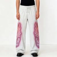 China Custom Printed Solid Color Sweat Loose Fit Woven Office Men's Pants Thin Casual Riveted Rhinestones Cotton Baggy Mens Sweatpants for sale