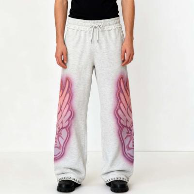 China Custom Printed Solid Color Sweat Loose Fit Woven Office Men's Pants Thin Casual Riveted Rhinestones Cotton Baggy Mens Sweatpants for sale