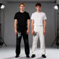 China Custom High-Waisted Vintage Acid Wash Sweat Pants Men Wholesale Rhinestone Printed Logo Baggy Mens Sweatpants for sale