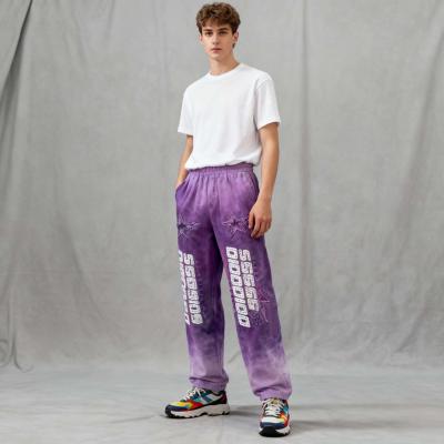 China Wholesale Embroidery Rhinestones Acid Wash Stacked Sweat Pants Men Custom Sports Suit Jogging Baggy Mens Sweatpants for sale