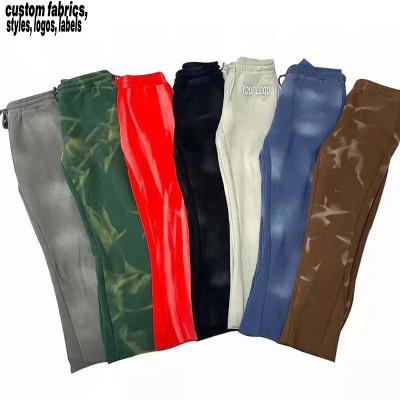 China StreetWear Stacked Flare Sweat Pants for Men Custom Logo Jogger Acid Wash Heavyweight Gradient Acid Wash Mens Baggy Sweatpants for sale