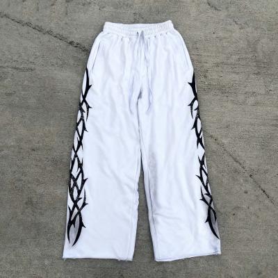 China Custom Acid Wash Stacked Sweat Track Flare Cotton Pants Men Wholesale Casual Jogging Sports Wide Leg Baggy Mens Sweatpants for sale
