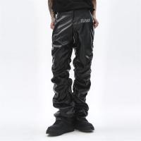 China Custom Streetwear High Quality England Dark Pun Pleated Pu Leather Sweat Pants for Men Wholesale Waterproof Trousers Cargo Pants for sale