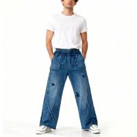 China Manufacturer Custom Oversized Reverse Stitching Men's Joggers Acid Wash Sweat Pants Rhinestone Baggy Stripe Sweatpants for Men for sale