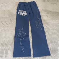 China Hot Sale Puff Printed Rhinestone logo Boxy Graphic Baggy for Mens Sweatpants Custom Acid Wash Sweat Mens Jogger Flare Pants for sale