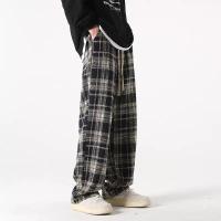 China Manufacturer Custom Flannel Plaid Trouser Baggy Oversized Sports Wide Leg Mens Sweatpants Vintage Y2k Sweat Jooger Pants for Men for sale