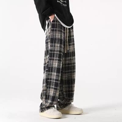 China Manufacturer Custom Flannel Plaid Trouser Baggy Oversized Sports Wide Leg Mens Sweatpants Vintage Y2k Sweat Jooger Pants for Men for sale