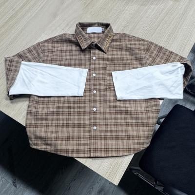 China Most Popular Double Layer Plaid Shirt for Men Custom 300g Eco Friendly Embroidered Long Sleeve Casual Embroidery Flannel Shirt for sale