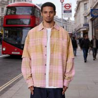 China Custom Streetwear Double Layer Button up Long Sleeve Men's Shirts Manufacturer Autumn Western Style Checked Plaid Flannel Shirt for sale