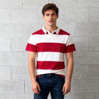 China Streetwear Stripe Short Sleeve Polo Printed T Shirt for Men Cotton Tshirts Wholesale Custom Casual Oversized Tshirt for sale