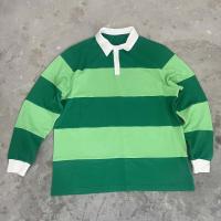 China Custom Casual Oversized Striped Rugby Button up Printed T Shirt for Men Clothing Boxy Long Sleeve 100% Cotton Men's Polo Shirts for sale