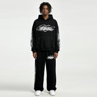 China Wholesale Men's Hoodies&sweatshirt Sets Custom High Quality Cotton Polyester Autumn Long Tracksuit Rhinestone Print Sweatsuit for sale