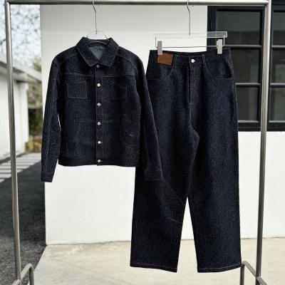 China OEM/ODM Manufacturer Streetwear Suit Custom Fashion Oversized Outdoor Denim Jacket and Jeans Pants Button up Autumn Men's Sets for sale