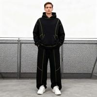 China Wholesale Custom Streetwear Tracksuit Contrast Outside Stitching Joggers Sweatsuit for Men Flared Sweatpants and Hoodie Sets for sale