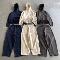 China Custom Logo Blank Sweatsuit 100% Cotton Baggy Tracksuit Joggers Oversized Boxy Fit Flared Sweatpants and Hoodie Sets for Men for sale
