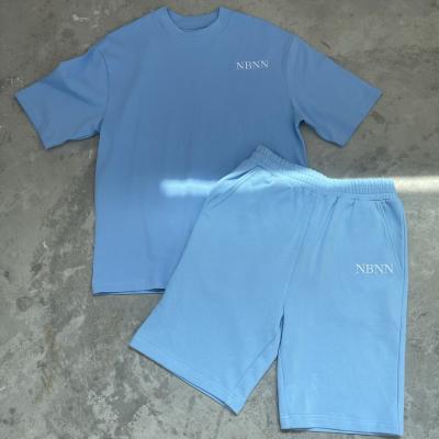 China Custom Print Logo Casual Cotton Oversized 2 Piece Sweatsuit Heavyweight Summer Fitness Joggers T-Shirt and Shorts Sets for Men for sale