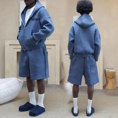 China Hot Selling 2025 High Quality Joggers Oversized Sweatsuit Wholesale Custom Tracksuit 2 Pieces Hoodie Shorts Sets for Men for sale