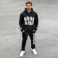 China 2025 Hot Sell Streetwear Rhinestones Embroidery Patch Men'S Sweatsuit Custom Full Zip up Flared Sweatpants and Hoodie Sets for sale