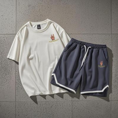 China Custom 100% Cotton Summer Casual Crew Neck T-Shirt and Shorts Set Wholesale Digital Printing Logo Jogging Shorts Sets for Men for sale
