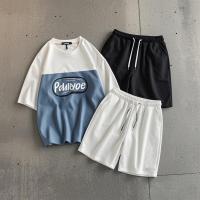 China Custom 100%Cotton Printed Logo Casual Jogging Sports T-Shirt and Shorts Set Wholesale Cycling Graphic Tee and Shorts Set for Men for sale