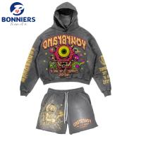 China Manufacturer Streetwear Summer Tracksuit Custom Casual Cotton Digital Print Pullover Hoodie and Shorts Jogging Set for Men for sale