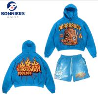 China Manufacturer Streetwear Summer Tracksuit Custom Casual Cotton Digital Print Pullover Hoodie and Shorts Jogging Set for Men for sale