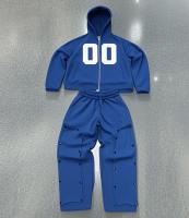 China Factory Oem Vintage Washed Streetwear Tracksuit Heavyweight Flared Sweatpants and Hoodie Sets Custom Print Logo Men Sweatsuit for sale